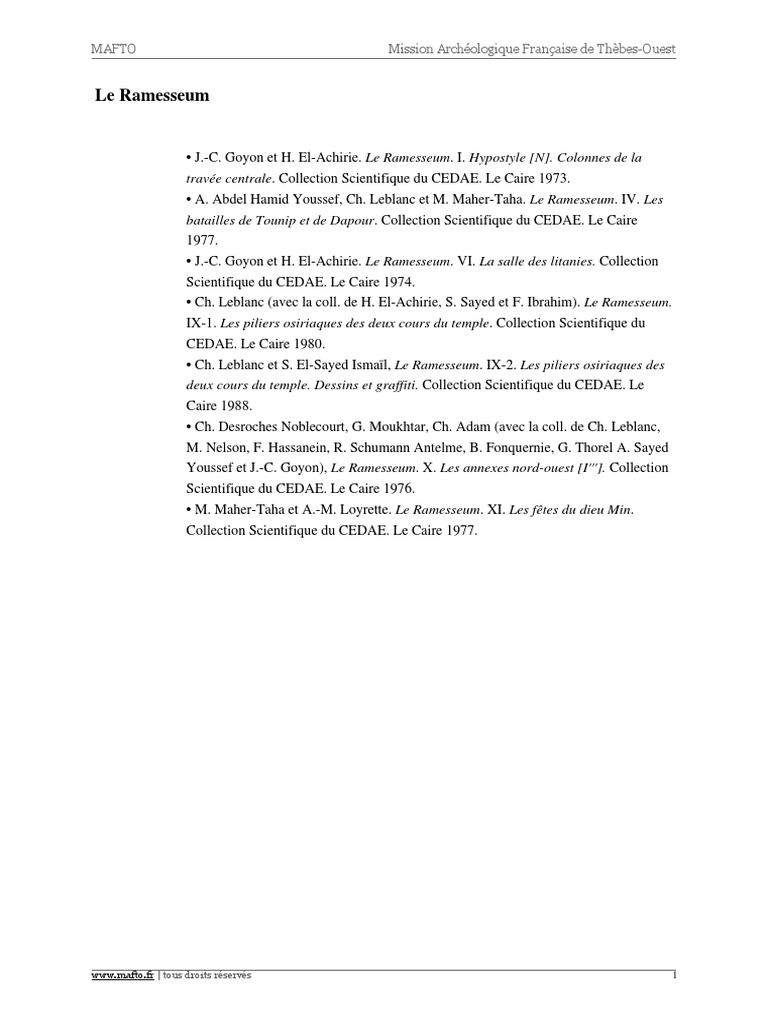 Le Ramesseum PDF | PDF