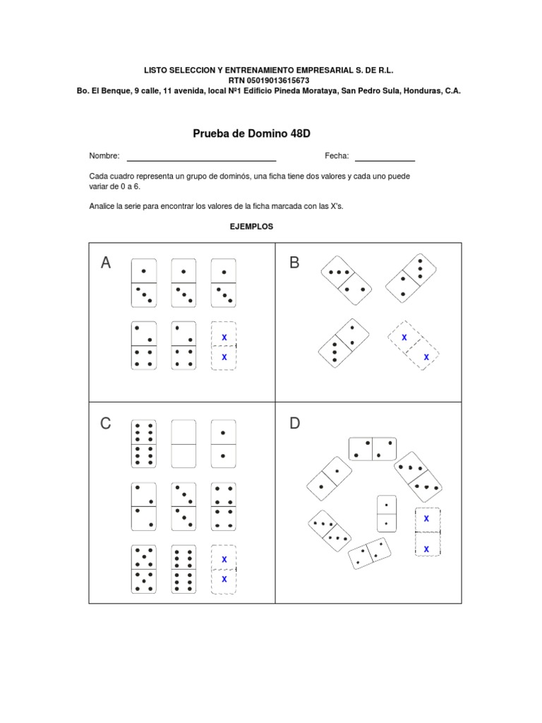 Test Dominos 48D Completo | PDF