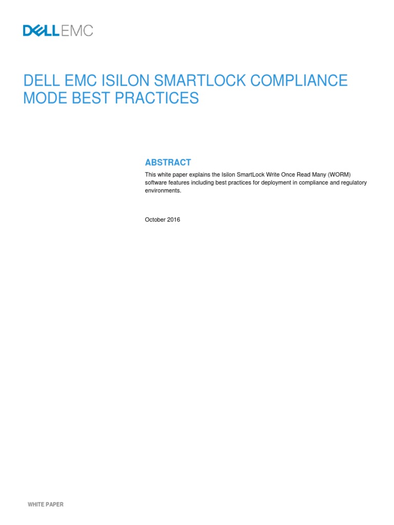 h13867 WP Emc Isilon Smartlock Compliance Mode Best Practices | PDF | Superuser | Regulatory ...