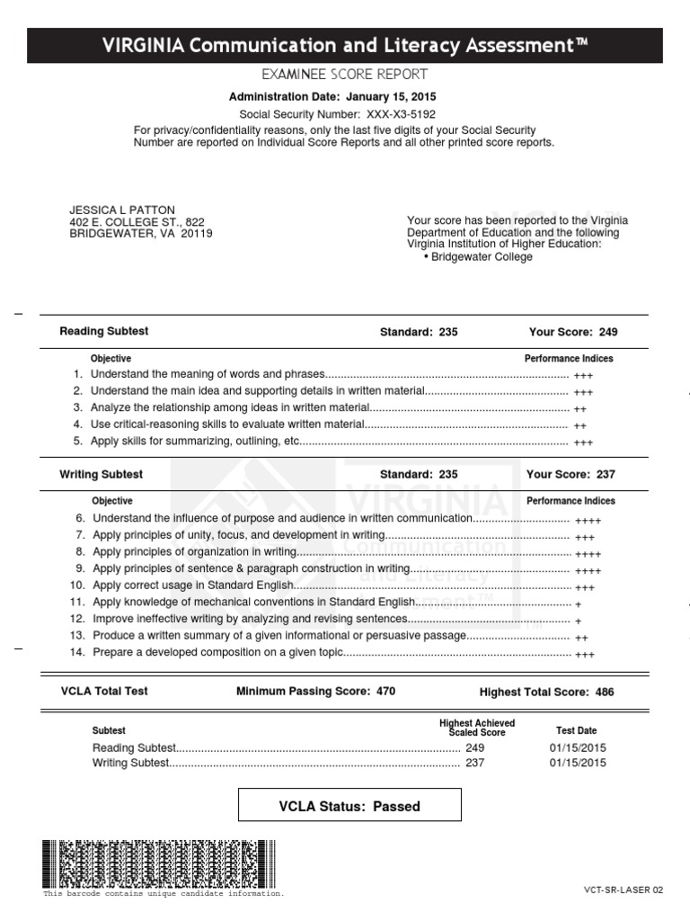 Vcla | PDF | Multiple Choice | Cognition