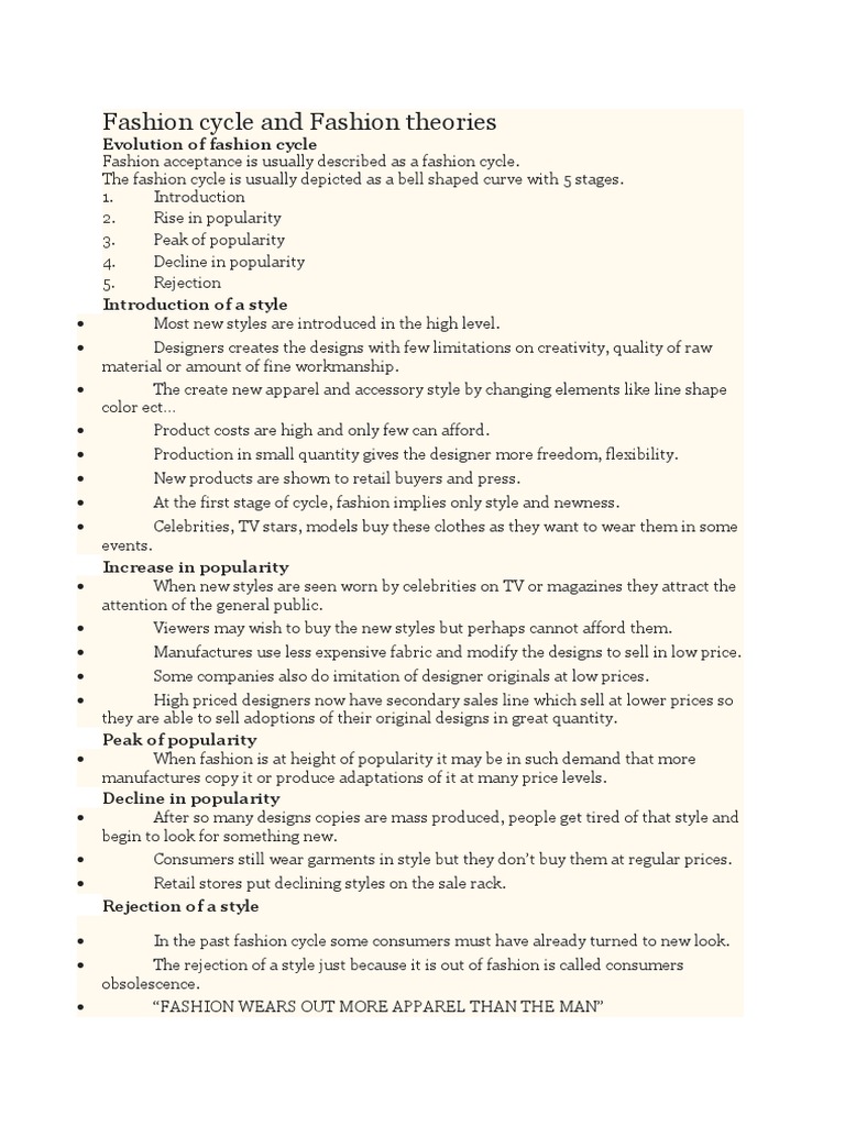 Fashion Cycle and Fashion Theories | PDF | Fashion | Jeans