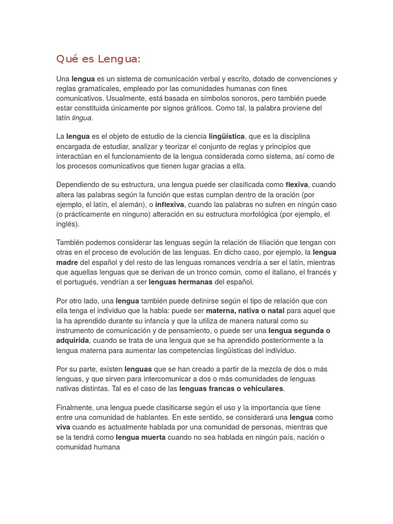 Lenguas Hermanas y su Definición | PDF | Conocimiento | Información