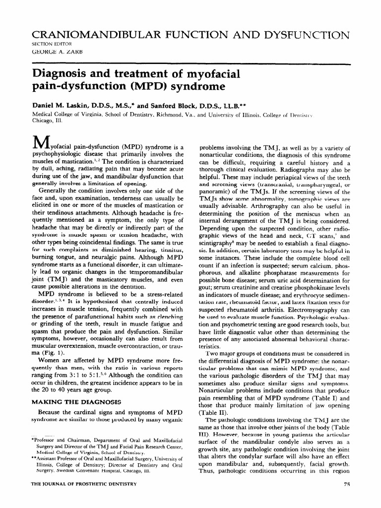 2 Daniel Laskin - Diagnosis and Treatment of MPDS | PDF ...