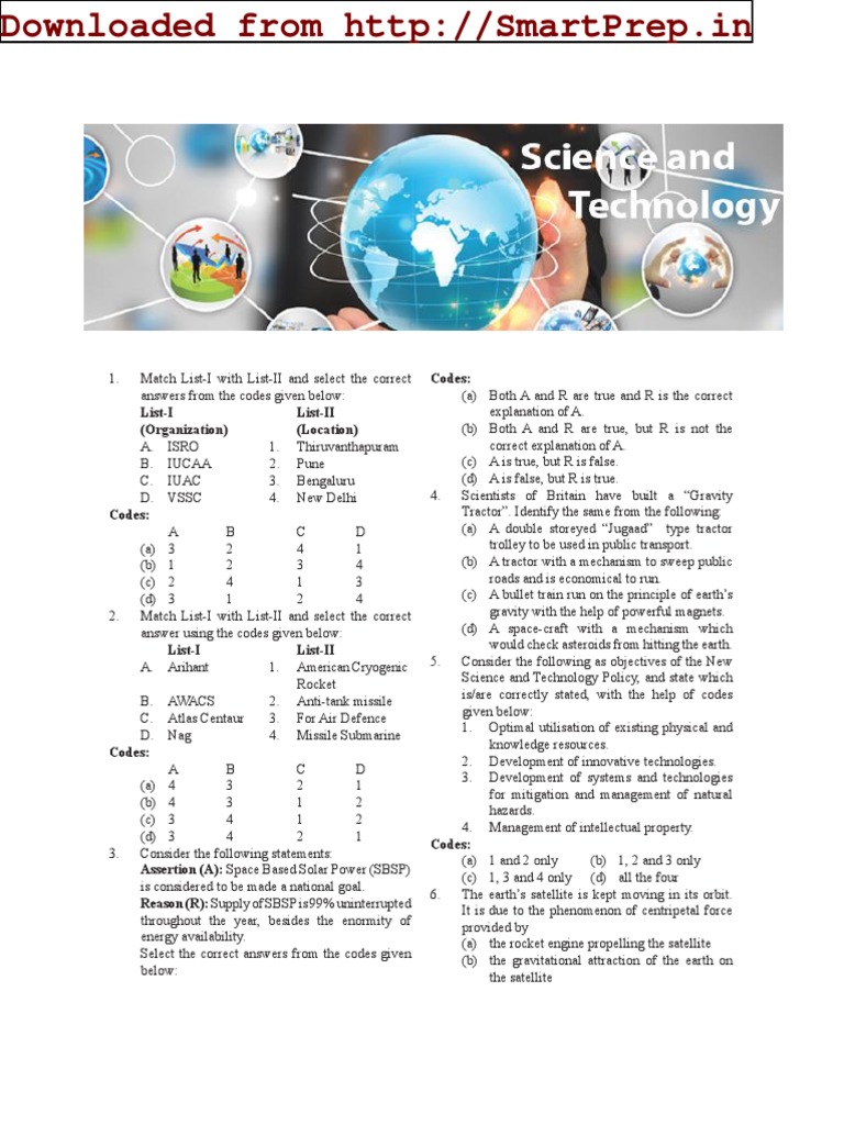 Science and Technology Quiz Questions | PDF | Planets | Random Access ...