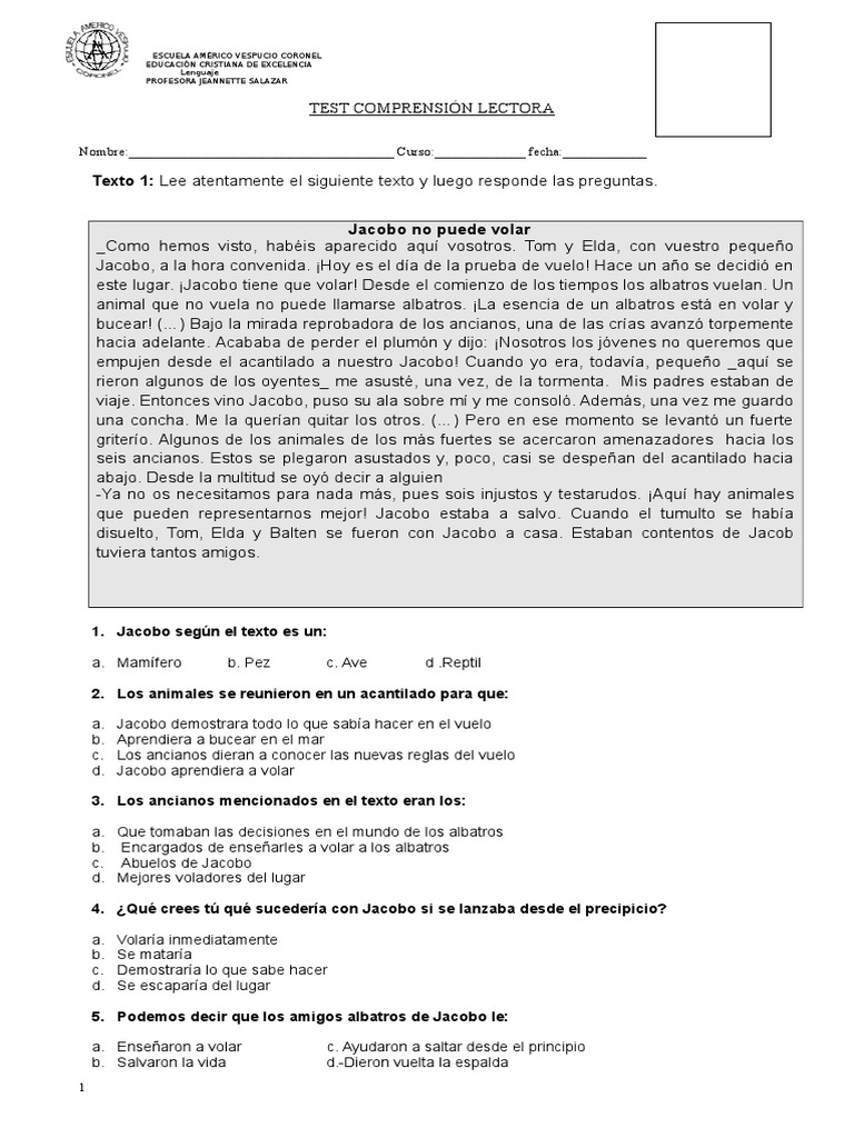 Guia Comprension Lectora Quinto | PDF