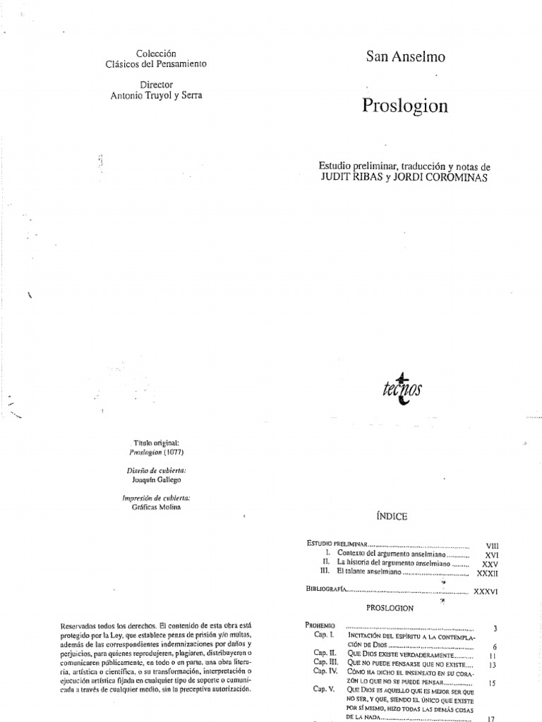 Anselmo de Canterbury Proslogion | PDF | Existencia | Filosofía
