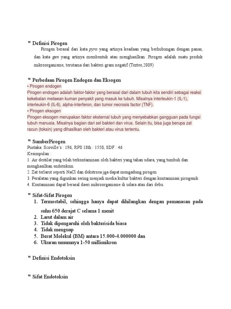 Pirogen: Definisi dan Sifatnya | PDF