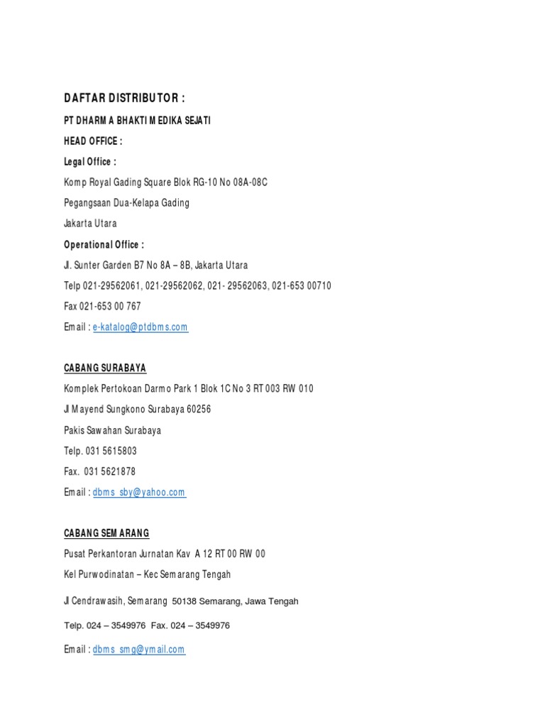 Daftar Distributor | PDF