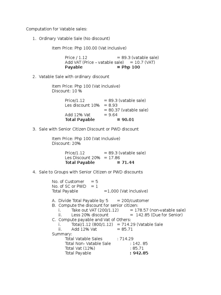 Calculating Vatable Sales with Different Discount Types | PDF