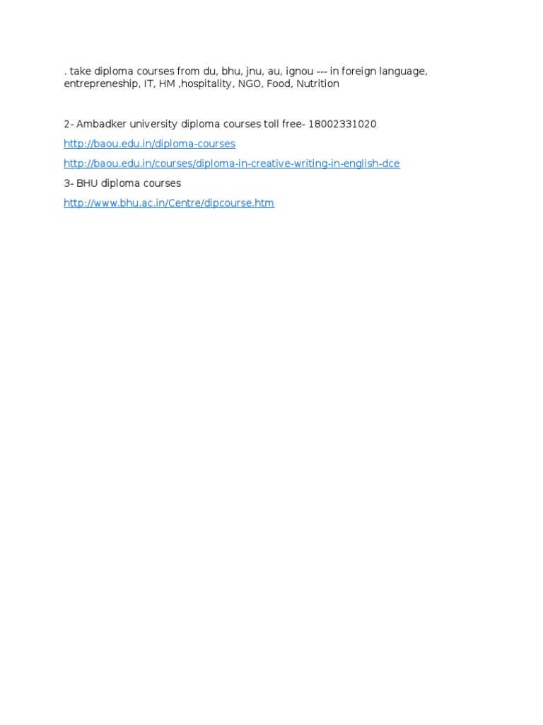 Take Diploma Courses From Du | PDF