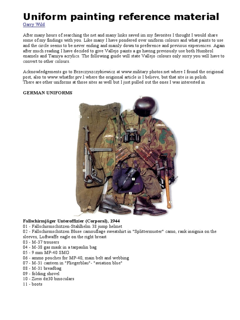 Uniform Painting Reference PDF | PDF | Military Personal Equipment ...