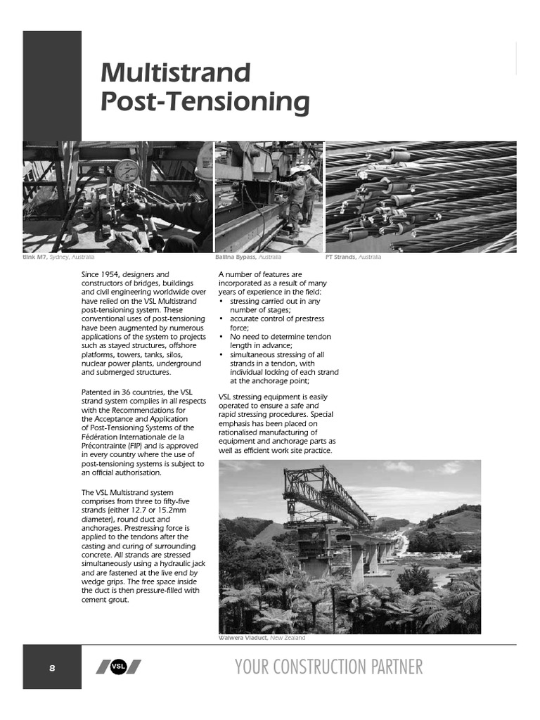 VSL - Multistrand Post Tensioning | PDF | Prestressed Concrete | Structural Engineering