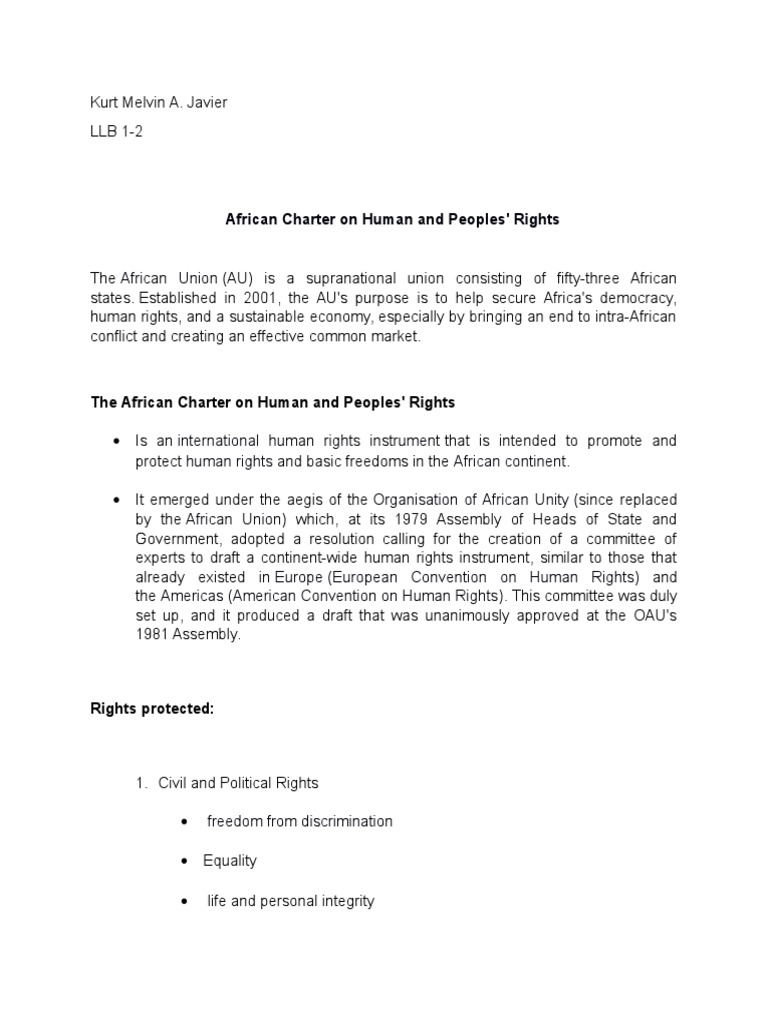 The African Charter On Human and Peoples' Rights | PDF | European ...