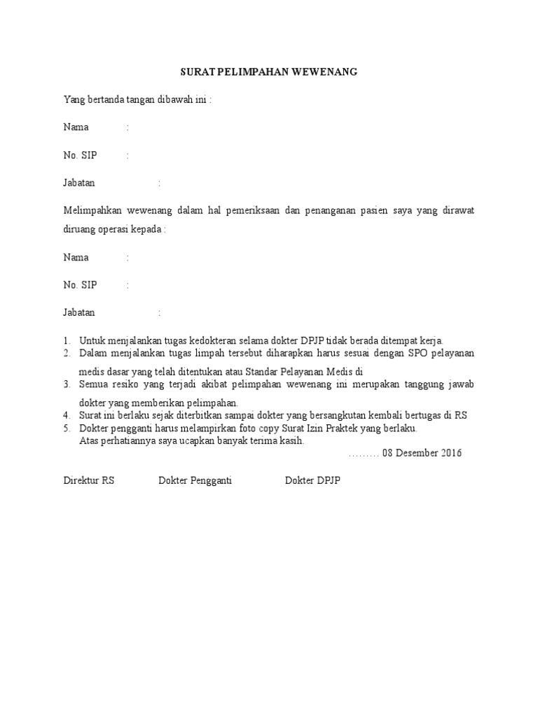 Contoh Surat Delegasi Tugas Apoteker - Delinewstv