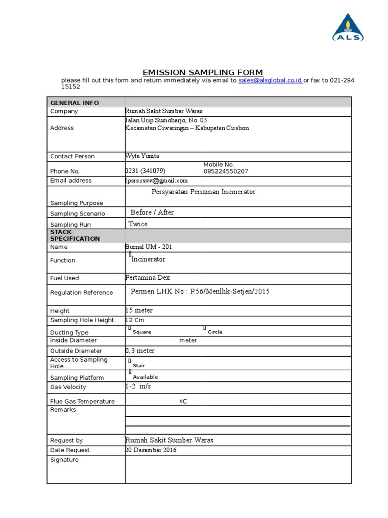 Request Form Emission Sampling Pdf
