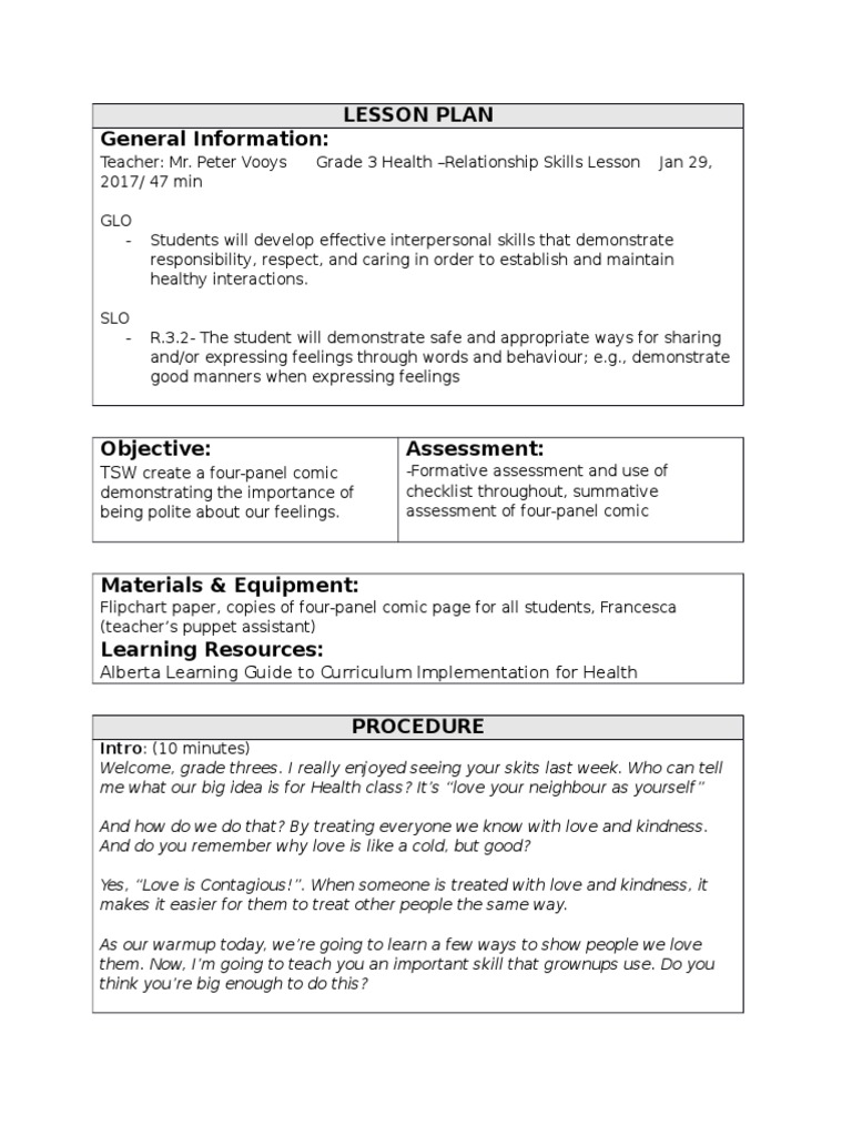 Ps III Grade 3 Health Lesson Plan 2 | PDF | Jealousy | Lesson Plan