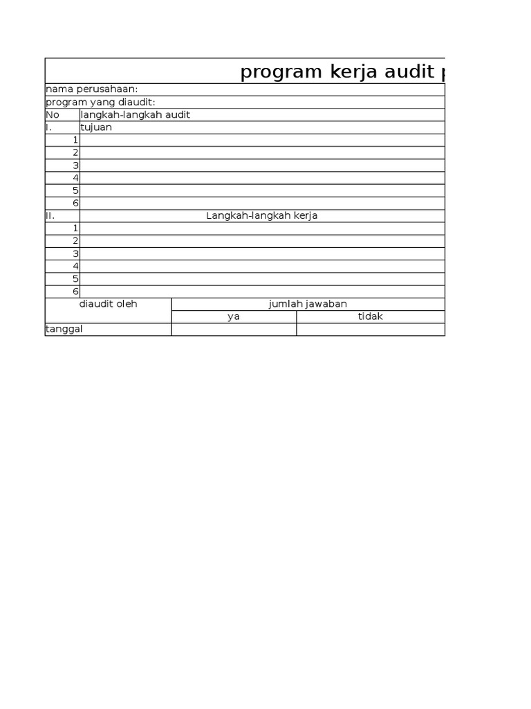 Program Kerja Audit Pendahuluan Perusahaan X Periode 20XX | PDF