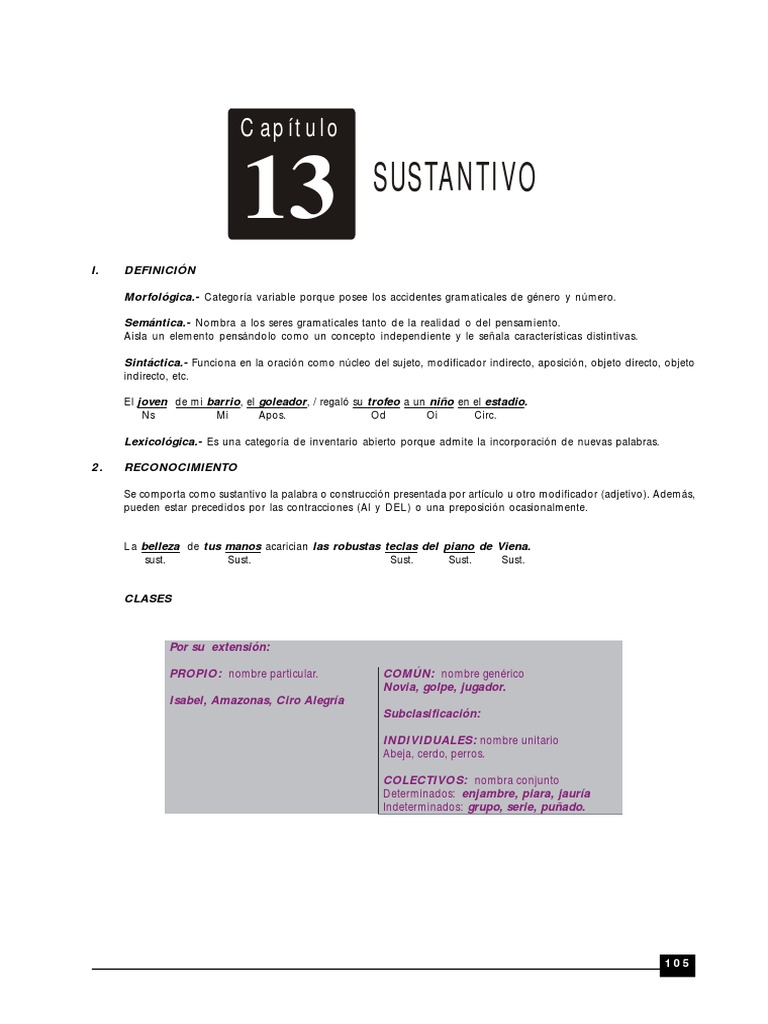 El Sustantivo | PDF | Sustantivo | Gramática