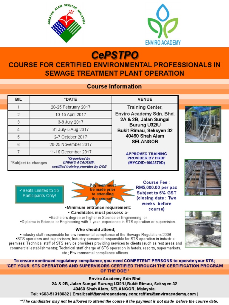 CePSTPO 2017 | PDF | Sewage Treatment | Professional Certification