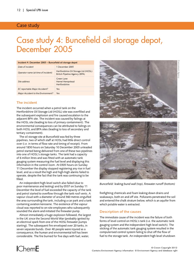 Case Study 4: Buncefield Oil Storage Depot, December 2005 | PDF ...