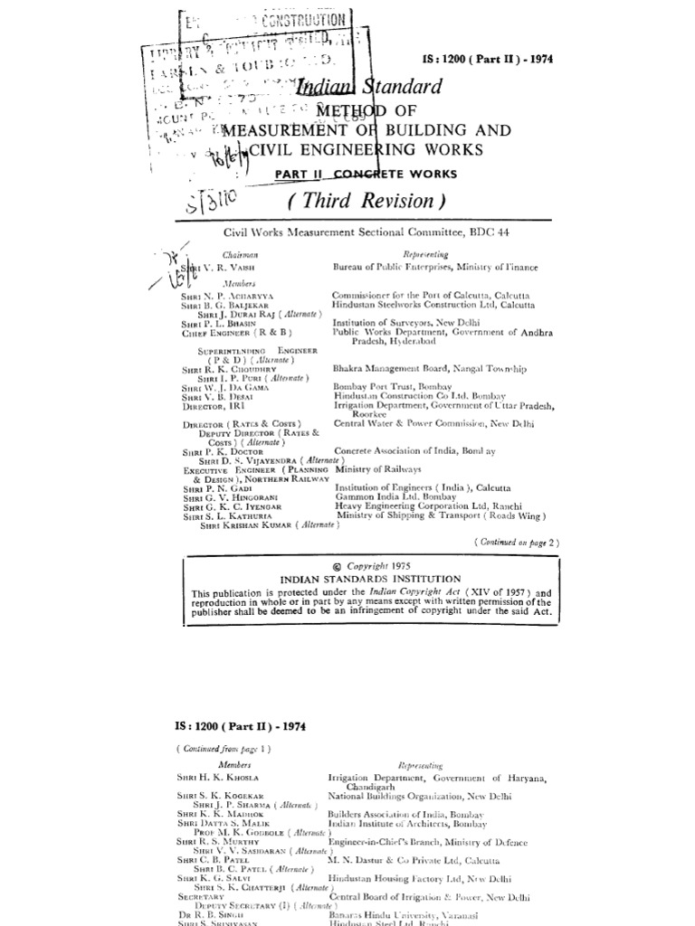 Is1200 (Part2) 1974 | Download Free PDF | Precast Concrete | Concrete