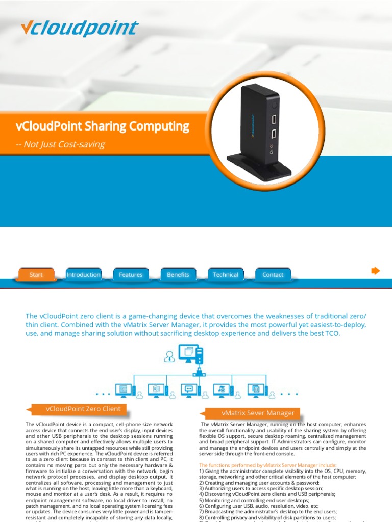vCloudPoint Sharing Computing Solution Data Sheet PDF | PDF | Personal Computers | Usb