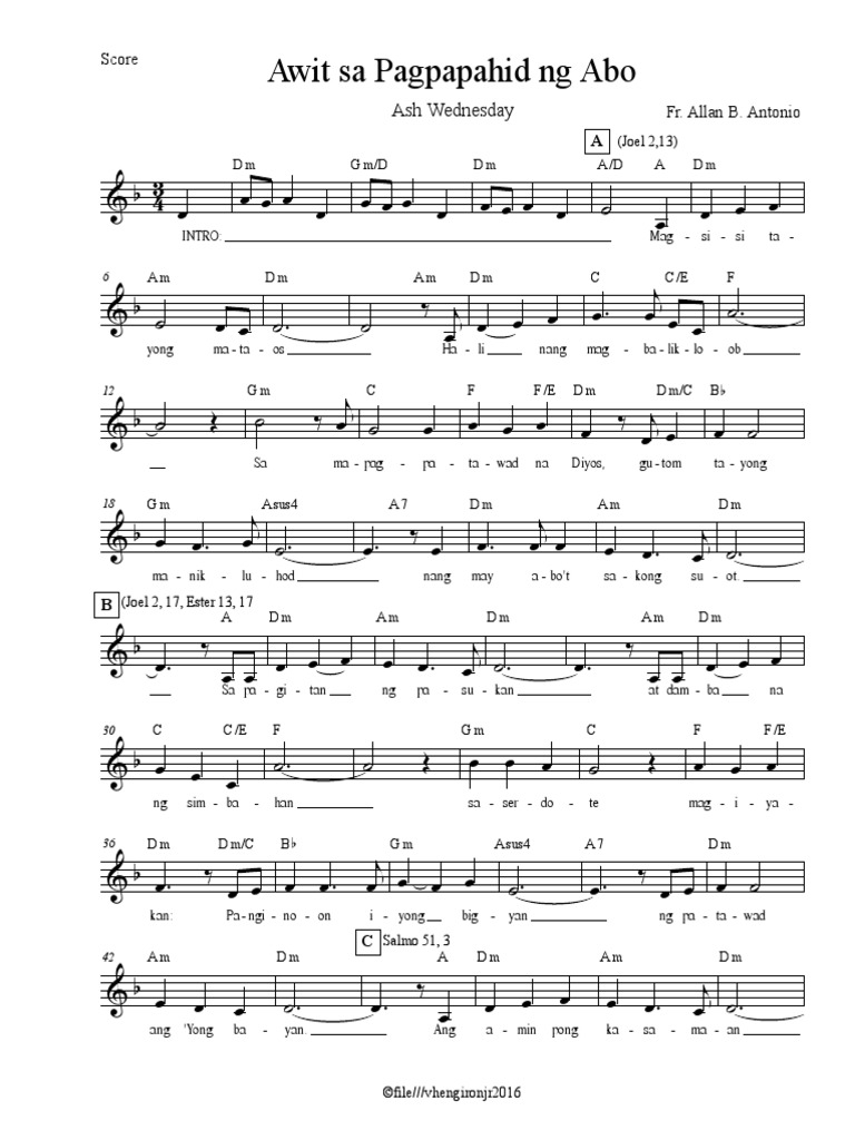 Awit Sa Pagpapahid NG Abo | PDF