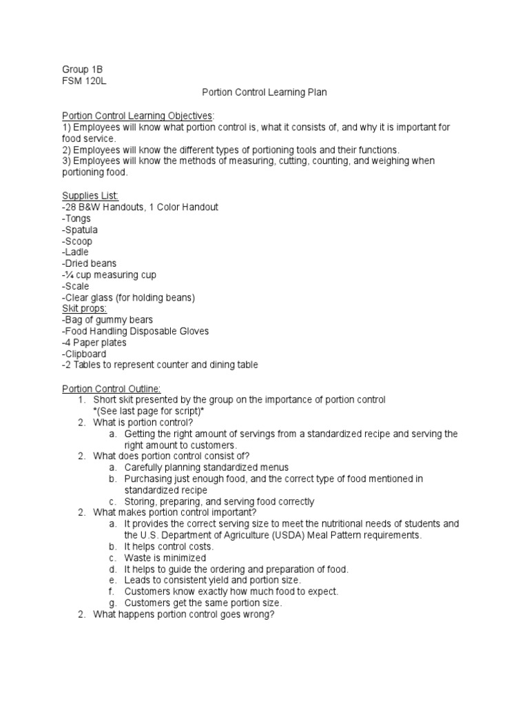 In-Service Lesson Plan | PDF | Foodservice | Hamburgers