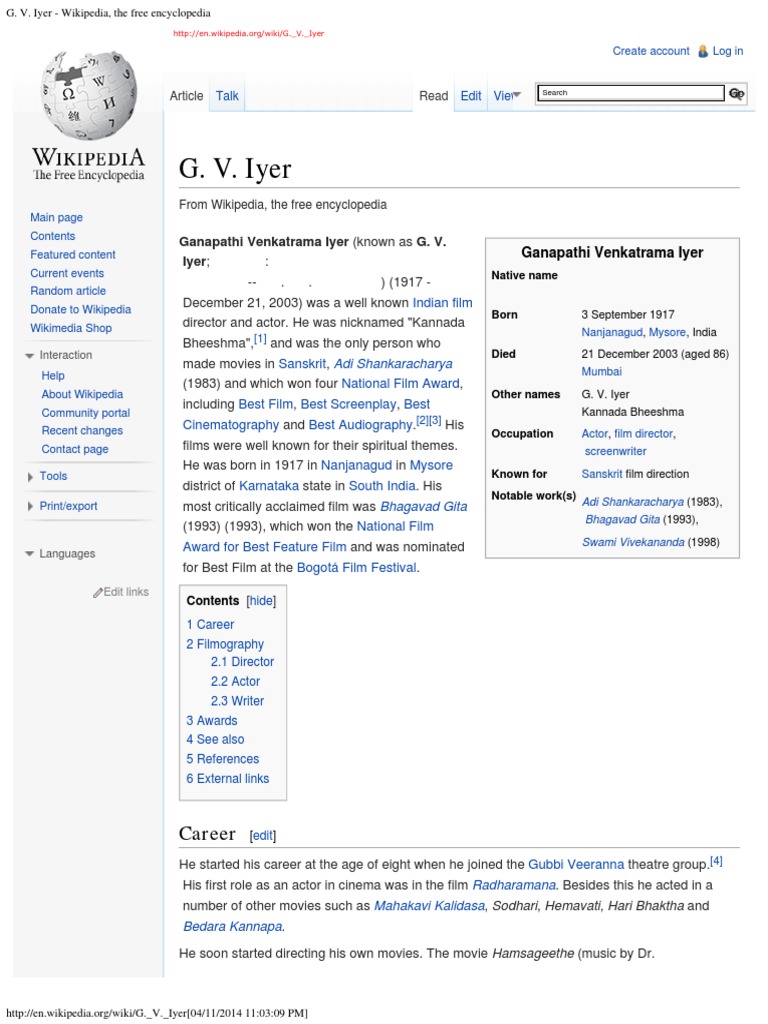 G. v. Iyer - Wikipedia | PDF | Cinema | Entertainment Award