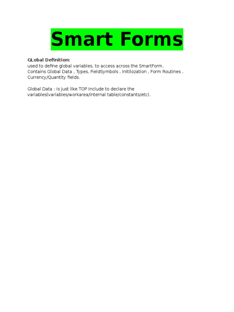 Smart Forms: Global Definition | PDF