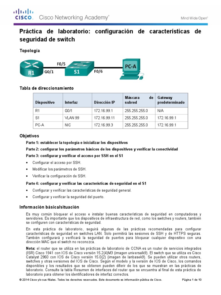 2.2.4.11 Lab - Configuring Switch Security Features | PDF | Enrutador (Computación) | Contraseña