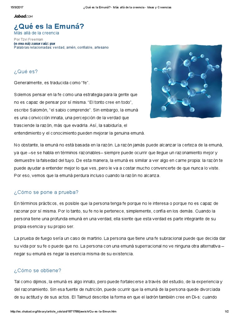 ¿Qué Es La Emuná - Más Allá de La Creencia - Ideas y Creencias | PDF ...