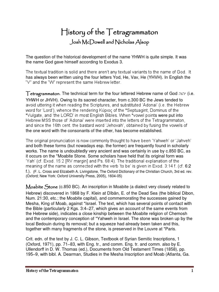 History of The Tetragrammaton | PDF | Tetragrammaton | Jehovah