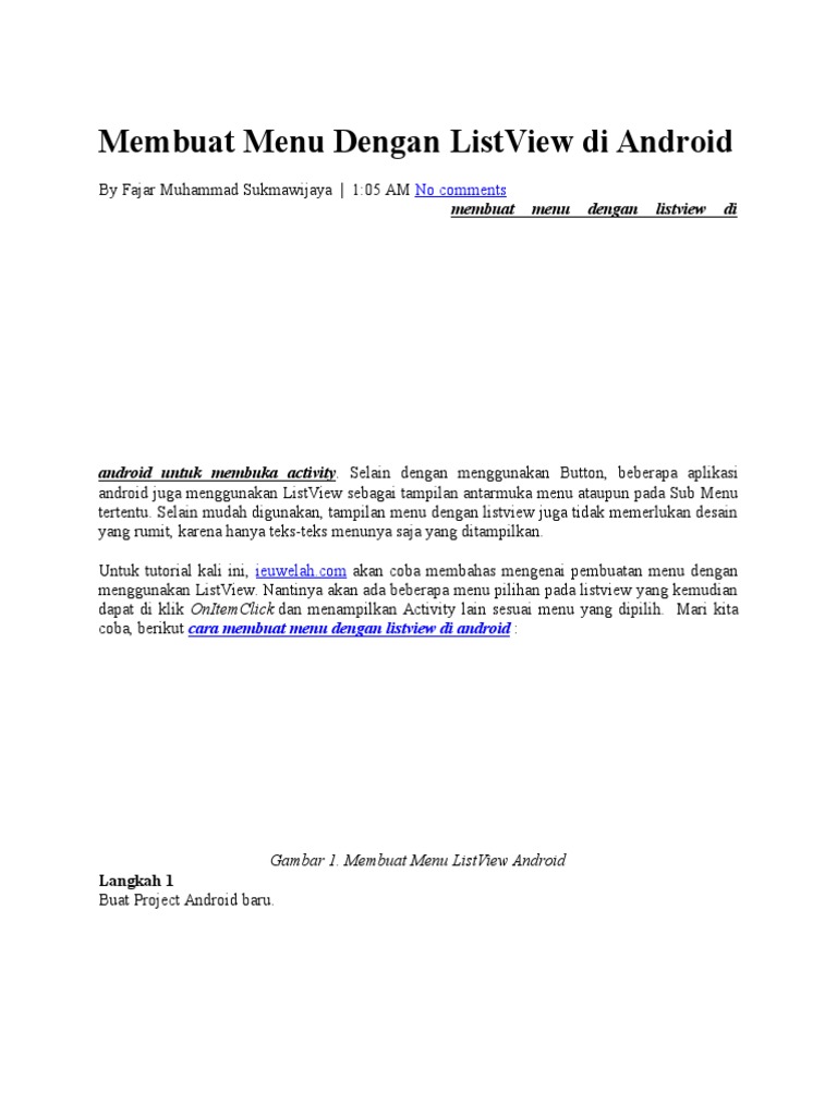 Membuat Menu Dengan ListView Di Android | PDF