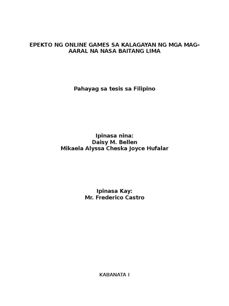 Thesis Filipino 1 | PDF
