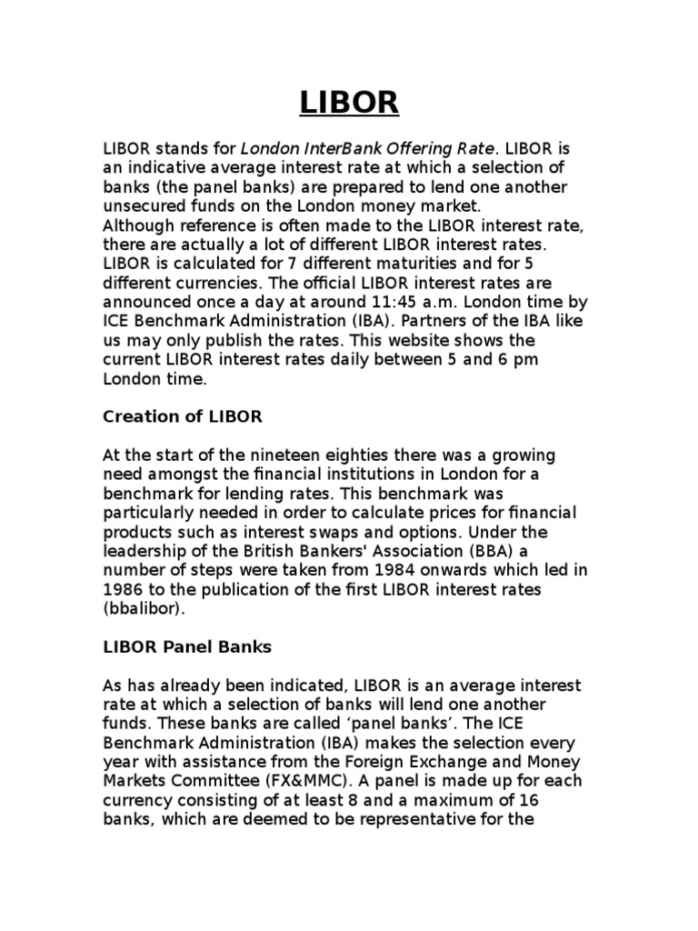 Libor | PDF | Libor | Financial Services