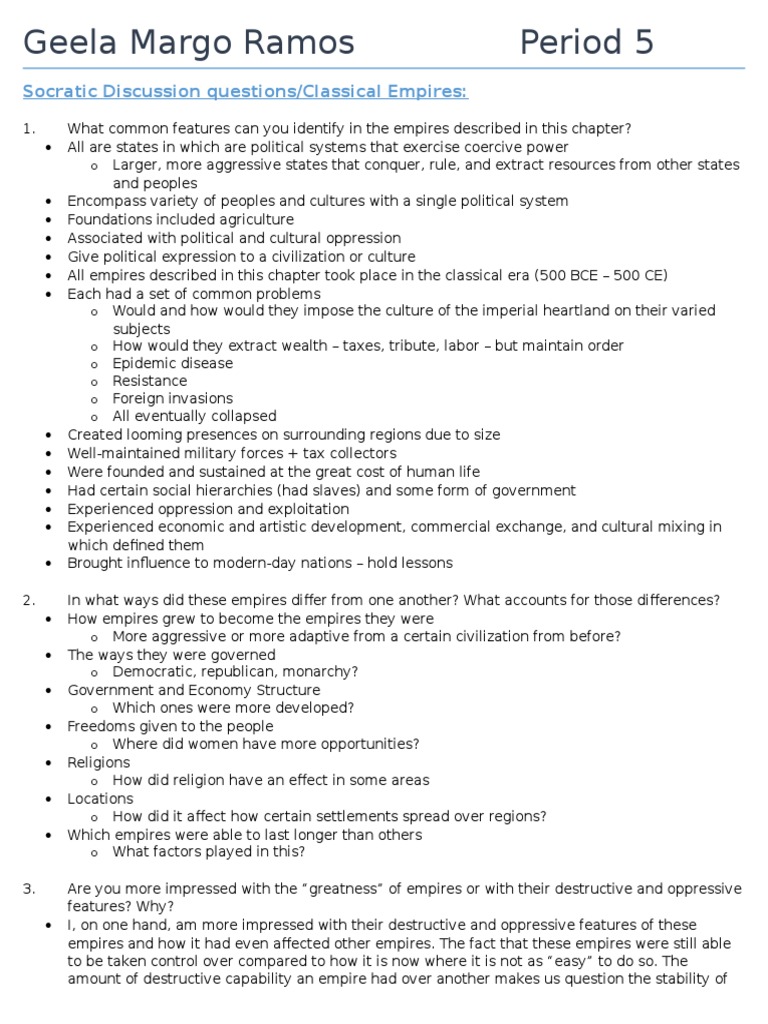 Socratic Discussion Questions Chapter 4 | PDF | Ancient Greece ...