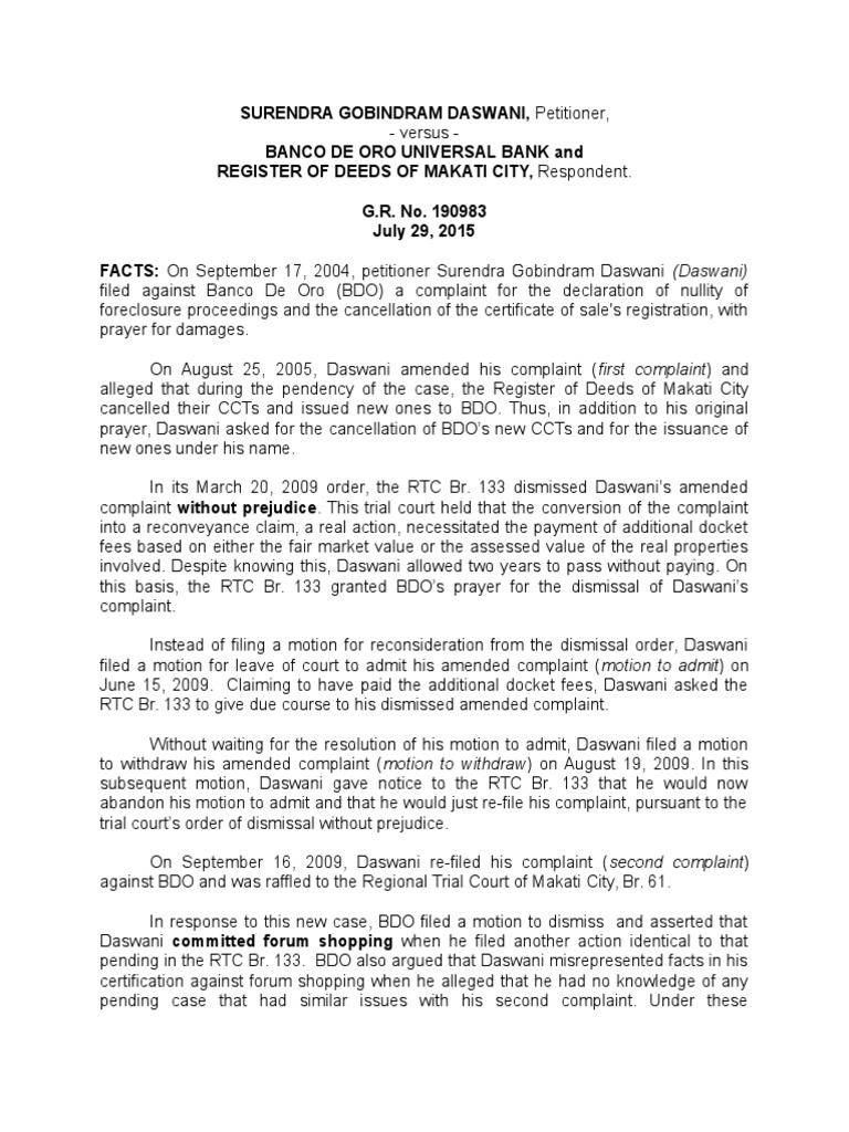 CivPro Digest | PDF | Complaint | Res Judicata