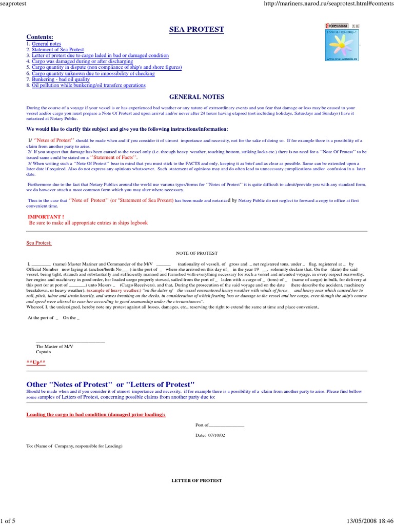 Sea Protest | Fuel Oil | Bill Of Lading | Free 30-day Trial | Scribd