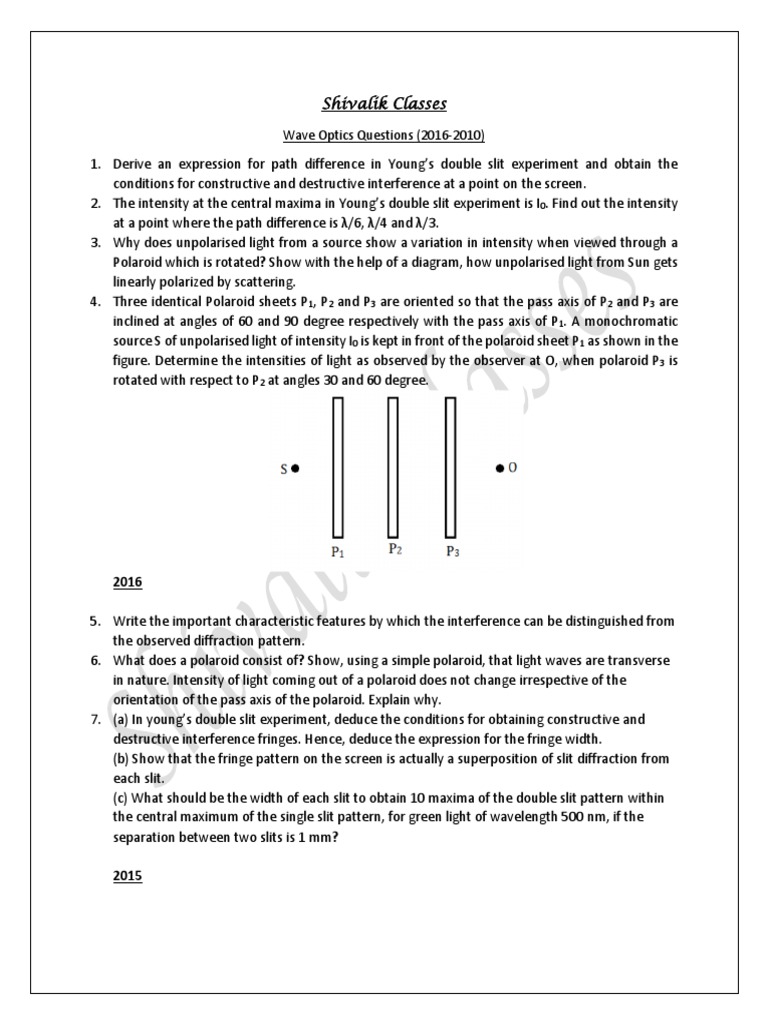 Wave Optics | PDF | Diffraction | Interference (Wave Propagation)
