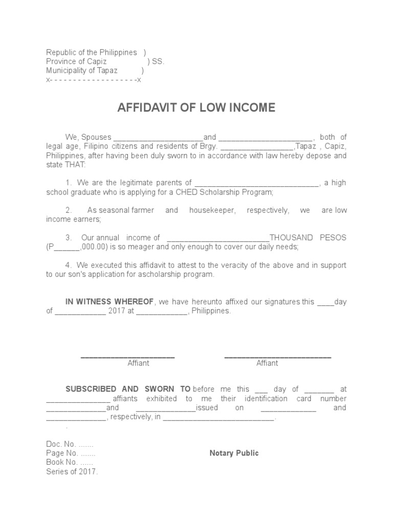 Affidavit of Low Income | PDF