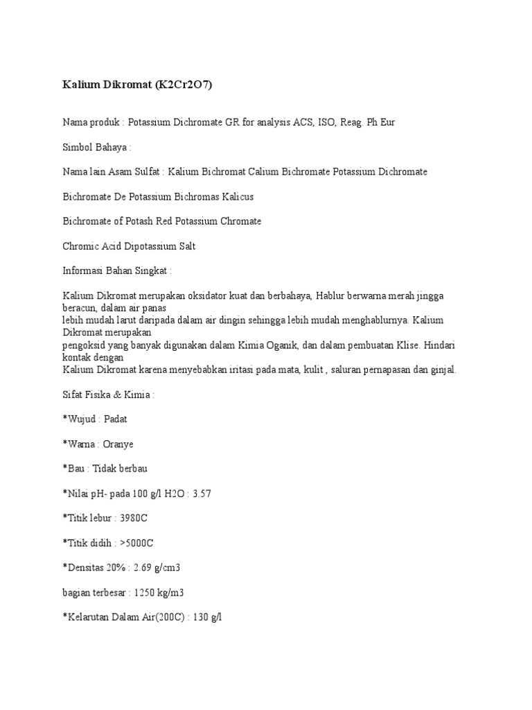 Kalium Dikromat | PDF