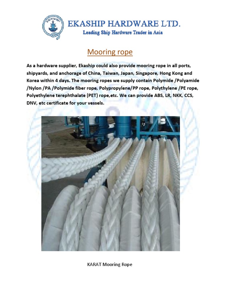 Mooring Rope - Mooring Lines - Mooring Wire Rope - Wire Rope Supplier | PDF