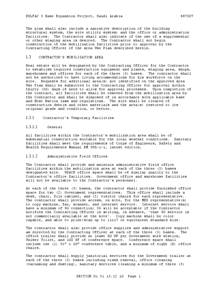 Mobilization Specs | PDF | Road | General Contractor