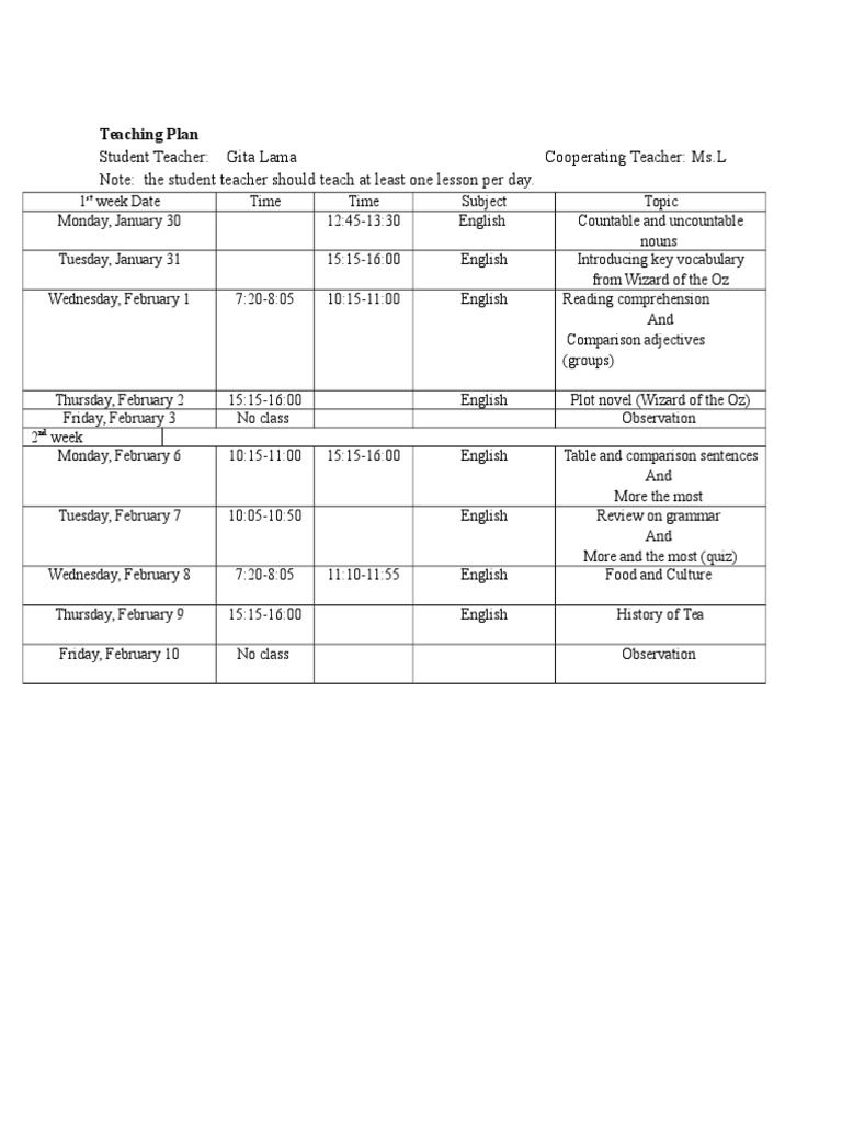 Teaching Plan | PDF
