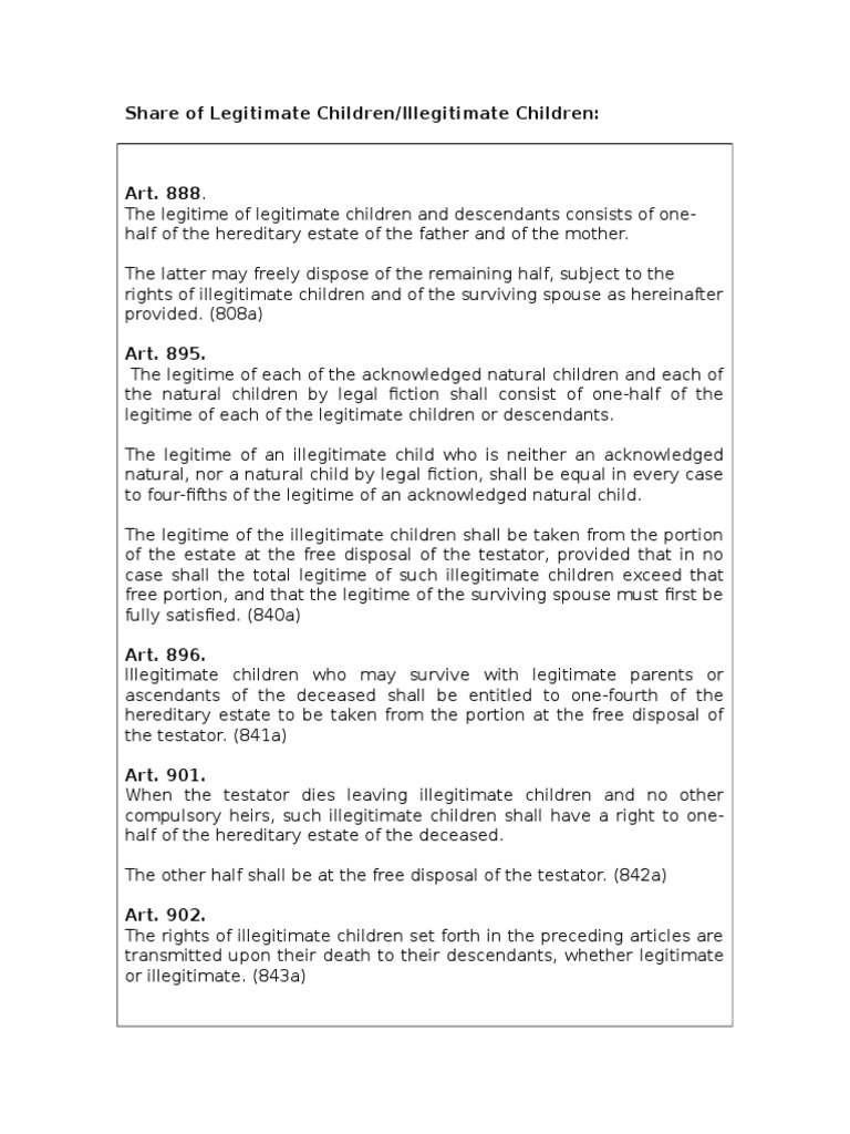 Share in Legitime - Succession | PDF | Feminism And The Family | Social ...