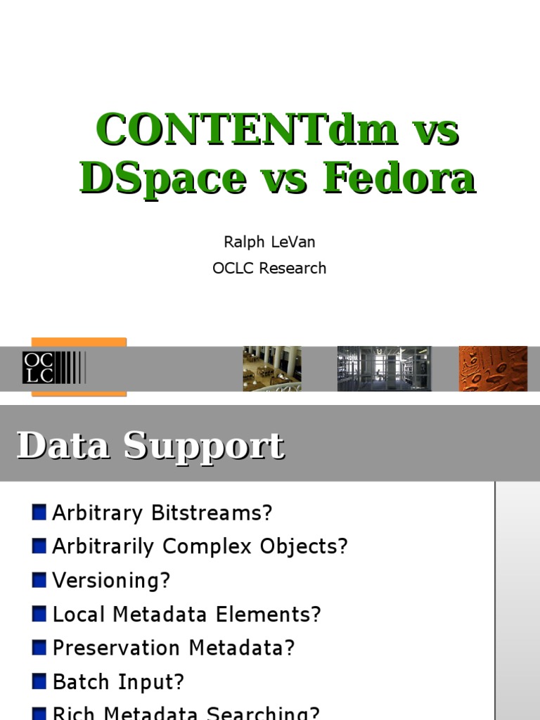 ContentDM Vs DSpace Vs Fedora | PDF | Metadata | Application Programming Interface