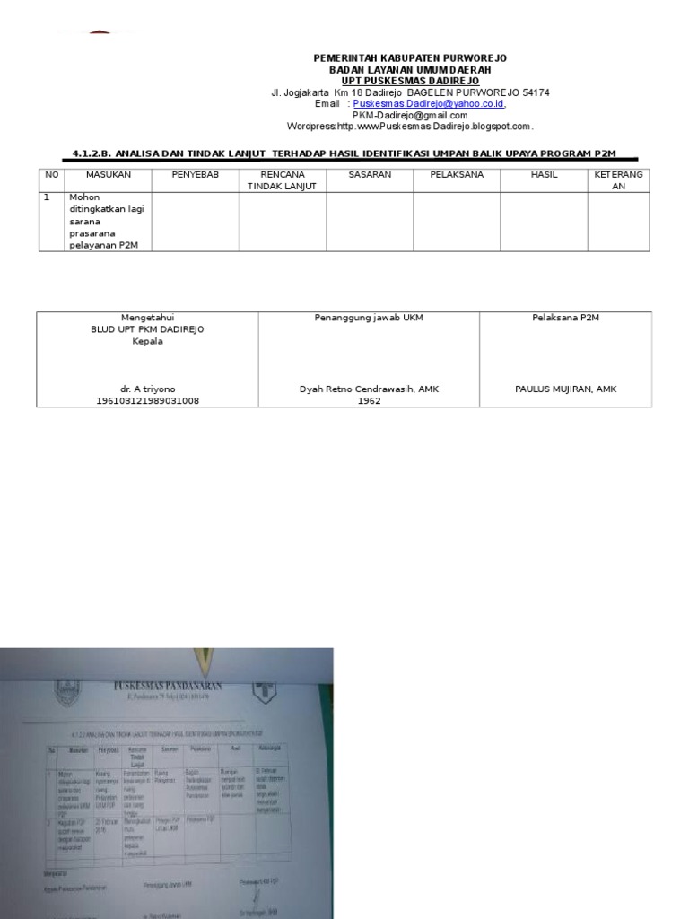 4 1 2 B Dokumen Hasil Identifikasi Umpan Balik Tindak Lanjut Terhadap Hasil Identifikasi Umpan ...