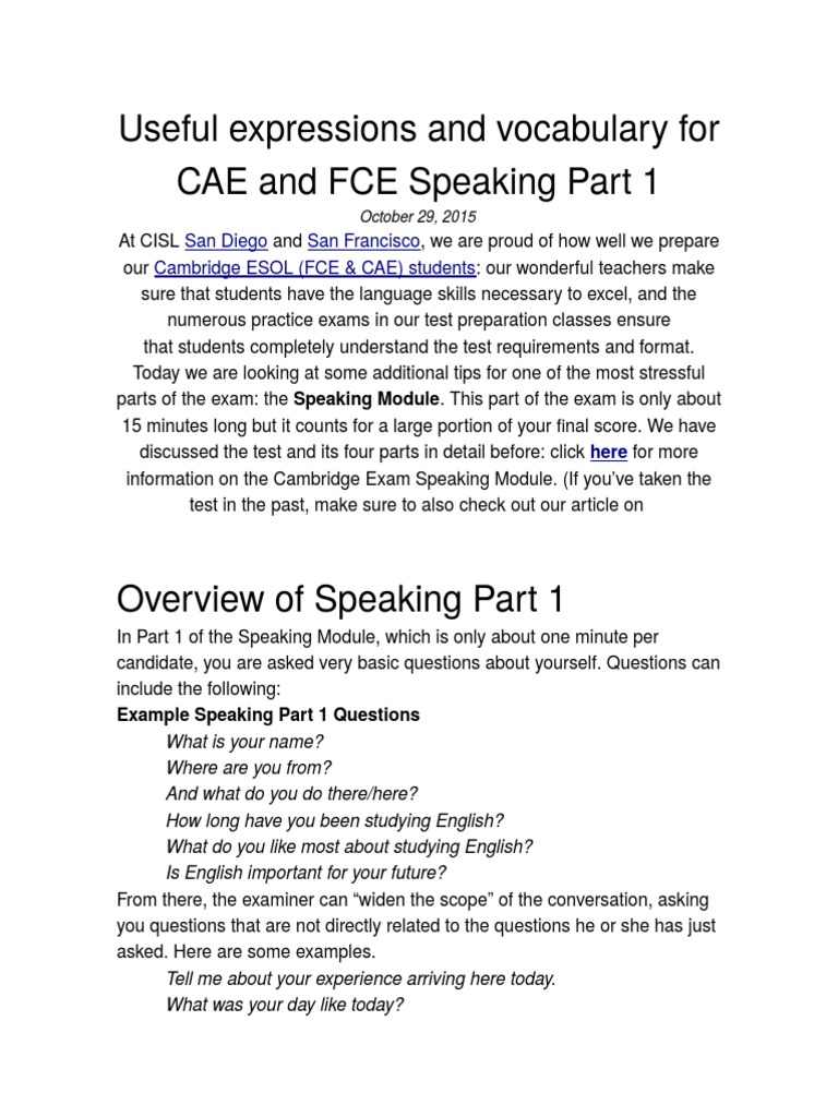 Cambridge Speaking Tips | PDF | Perfect (Grammar) | Verb
