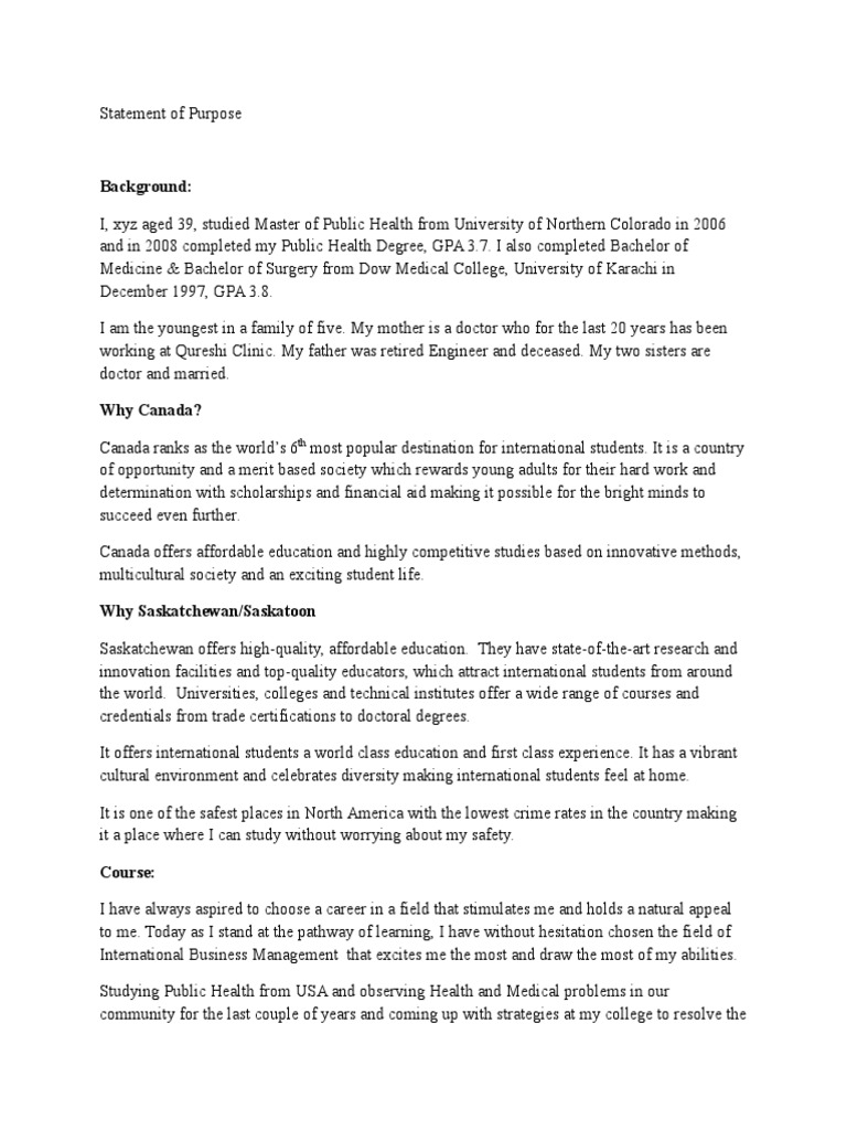 Sample Sop | International Student | Tourism